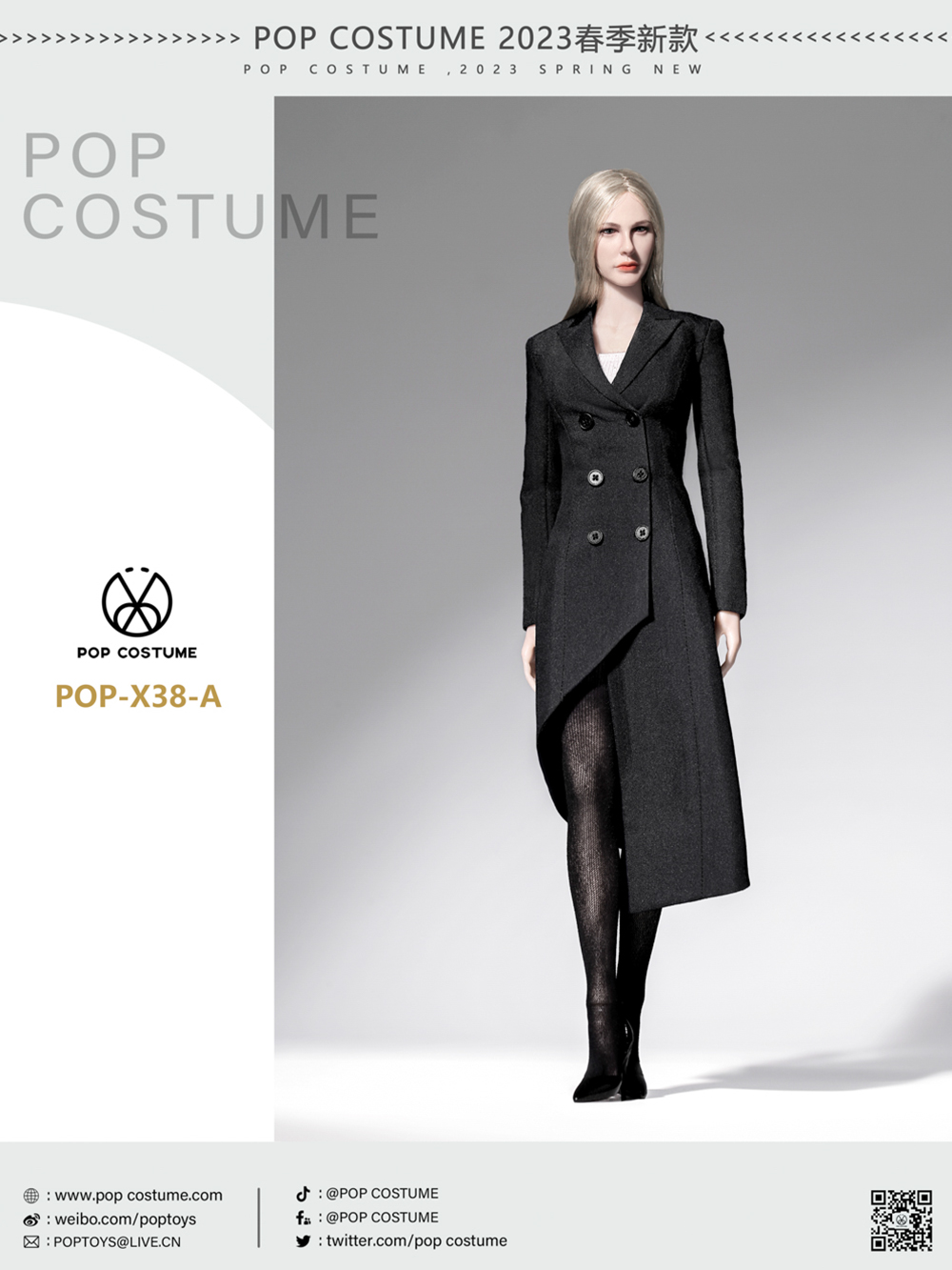 POP COSTUME 1/6 Women's trench coat three colors POP-X38A,